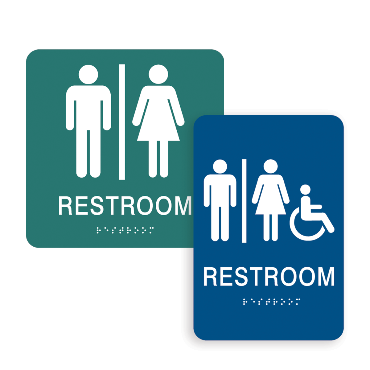 Unisex Restroom Signs - Men & Women ADA Braille Signs
