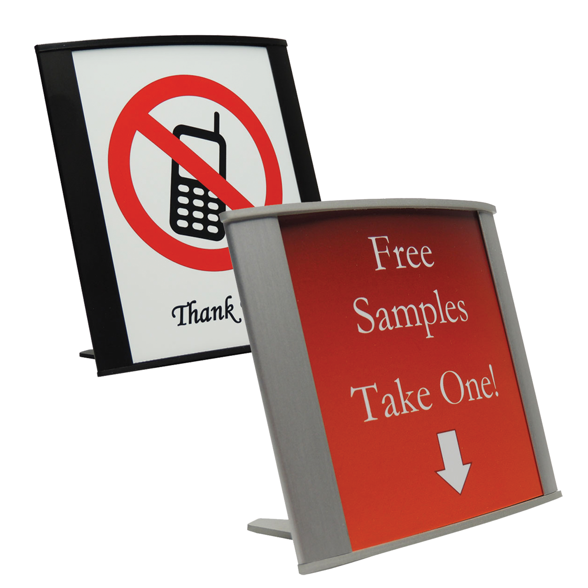 Desk Sign Frames - Vista Nova Horizontal Curved Sign Holders