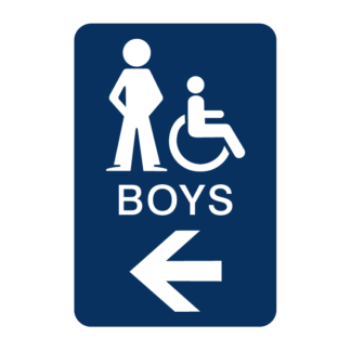 Accessible Boy’s Restroom Directional Sign – 9×6